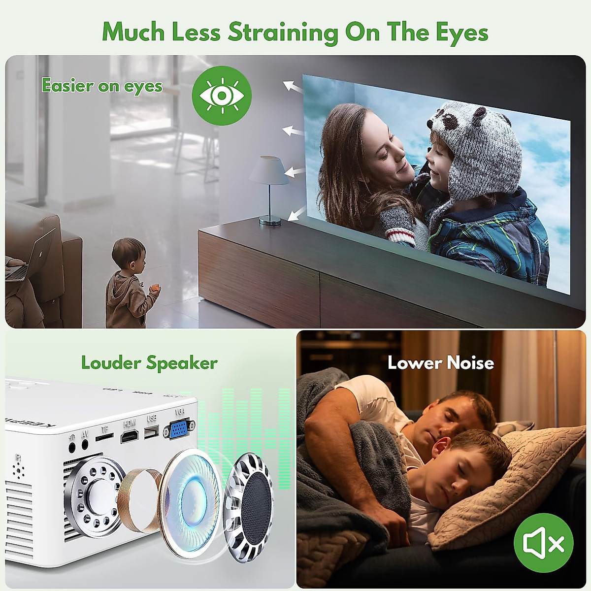 WiFi Projector with 100’’ Projector Screen, 9000Lux Projector for Outdoor Movies 1080P Full HD Supported Mini Portable Projector Compatible with Smartphone TV Stick HDMI USB AV AUX