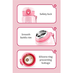 Hello Kitty Stainless Steel Insulated Water Bottle with Strap Pink 480ml