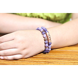 Amethyst Bracelet, Handmade Beaded 8MM Healing Crystal Beads,Stretchable Stretch Bracelet,Protection Bracelet,Yoga Chakra Bracelet,Bring Good Luck, Prosperity and Happiness,Women's Gifts