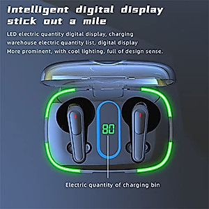 ESYEM Mini Portable Headphones Digital Display Touch-Control Earbuds Noise Reduction Bluetooth 5.3 Sport Earbuds Earphones with LED Breathing Lamp