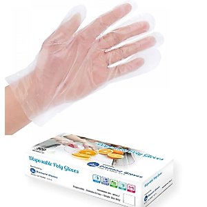 Gloves+com Disposable Food Service Poly Gloves, Large, 500 Count - High Density, Odorless, Extra Finger Tip Protection, Good Grip, Food Grade Material