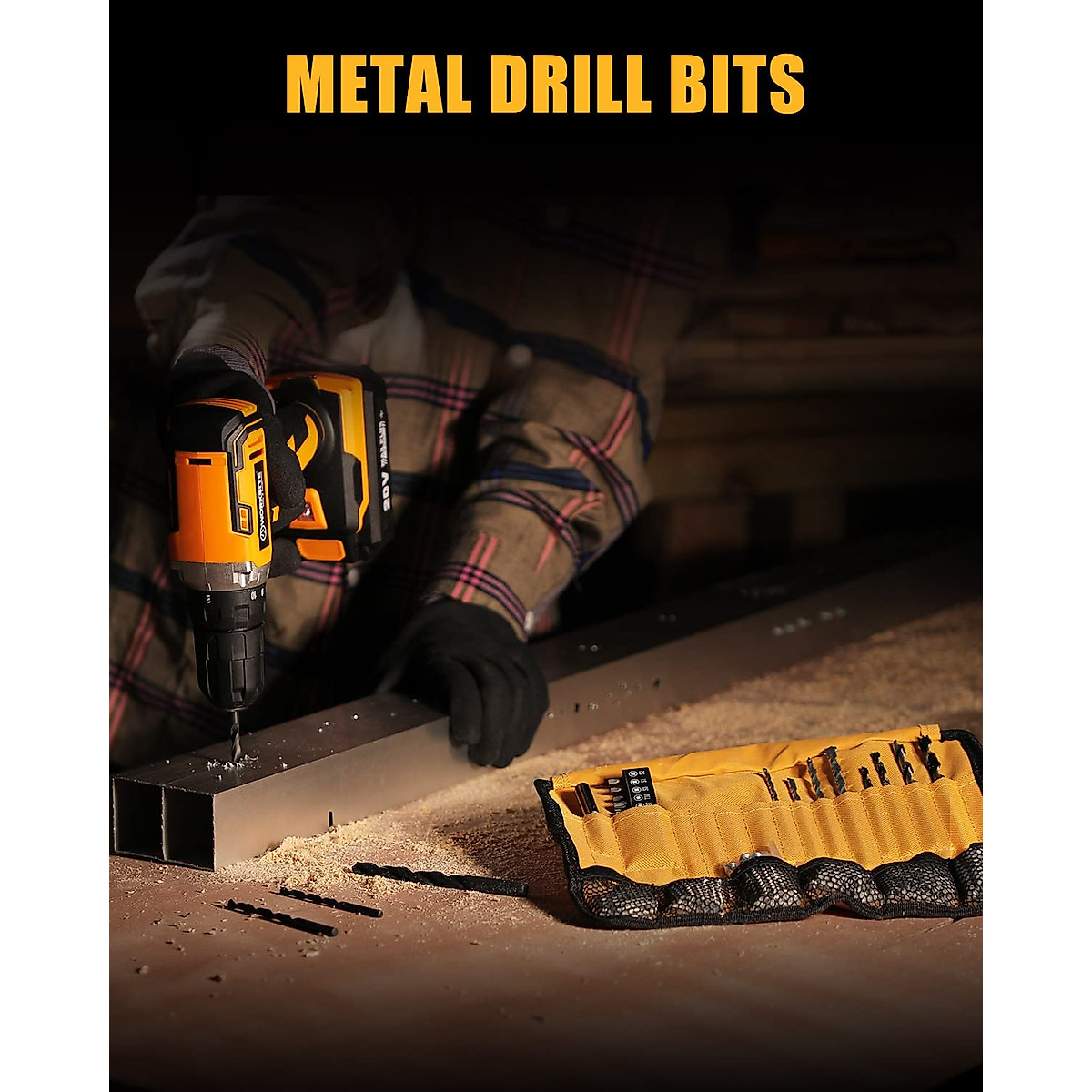 WORKSITE 102PCS Drill Bits Set and Screwdriver Bits for Metal, Wood, Masonry, Drilling and Driving Accessories with Screws, Anchors and Roll Tool Pouch