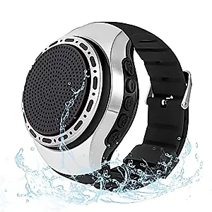 OriDecor Wireless Wearable Waterproof Wrist Portable Bluetooth Speaker Watch with Multi Function FM Radio & MP3 Player & TWS & Selfie & Ultra Long Standby Time for Running, Hiking, Riding（Silver）