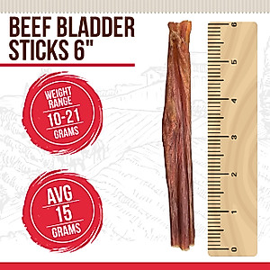 Best Dog Chews Beef Bladder Sticks 100% Naturally Delicious Dog Treat for All Breed Sizes Dogs and Puppies Single Ingredient - Best Long Lasting Dog Chew Dental Treats-Rawhide Free 6 inch (12 Count)