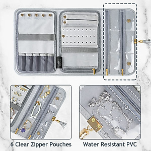 MATEIN Jewelry Travel Organizer for Women, Tangle Free Portable Leather Jewelry Storage Roll Bag Envelope Clutch, Waterproof Lightweight Jewelry Case Holder for Necklaces, Rings, Earrings, Bracelets