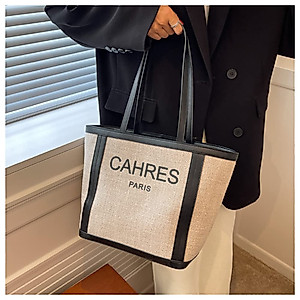 UIRREL Women's Vertical Open, Durable Water-Resistant Tote Bag, Large capacity fashion woven tote bag(Small khaki)