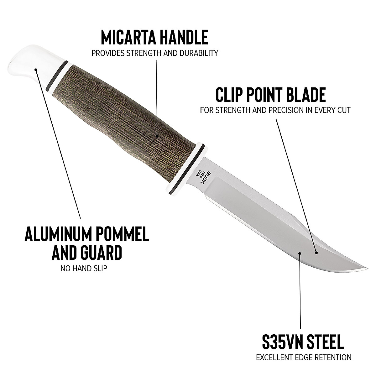 Buck Knives 102 Woodsman Pro Fixed Blade Hunting Knife, 4" S35VN Stainless Steel Blade, Micarta Handle