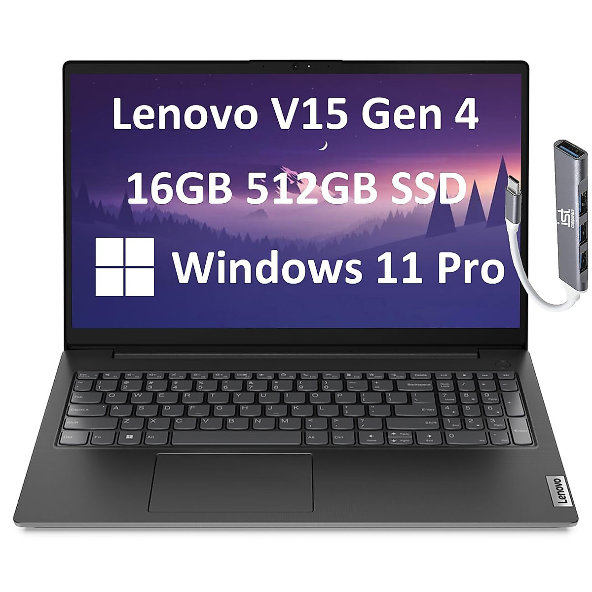 Lenovo Laptop V15 for Business (15.6" FHD, AMD 6-Core Ryzen 5 5500U (Beat i7-1065G7), 16GB RAM, 512GB SSD), Webcam w/Shutter, Military Grade, Numeric Keypad, IST Hub, Ethernet, Wi-Fi, Win 11 Pro