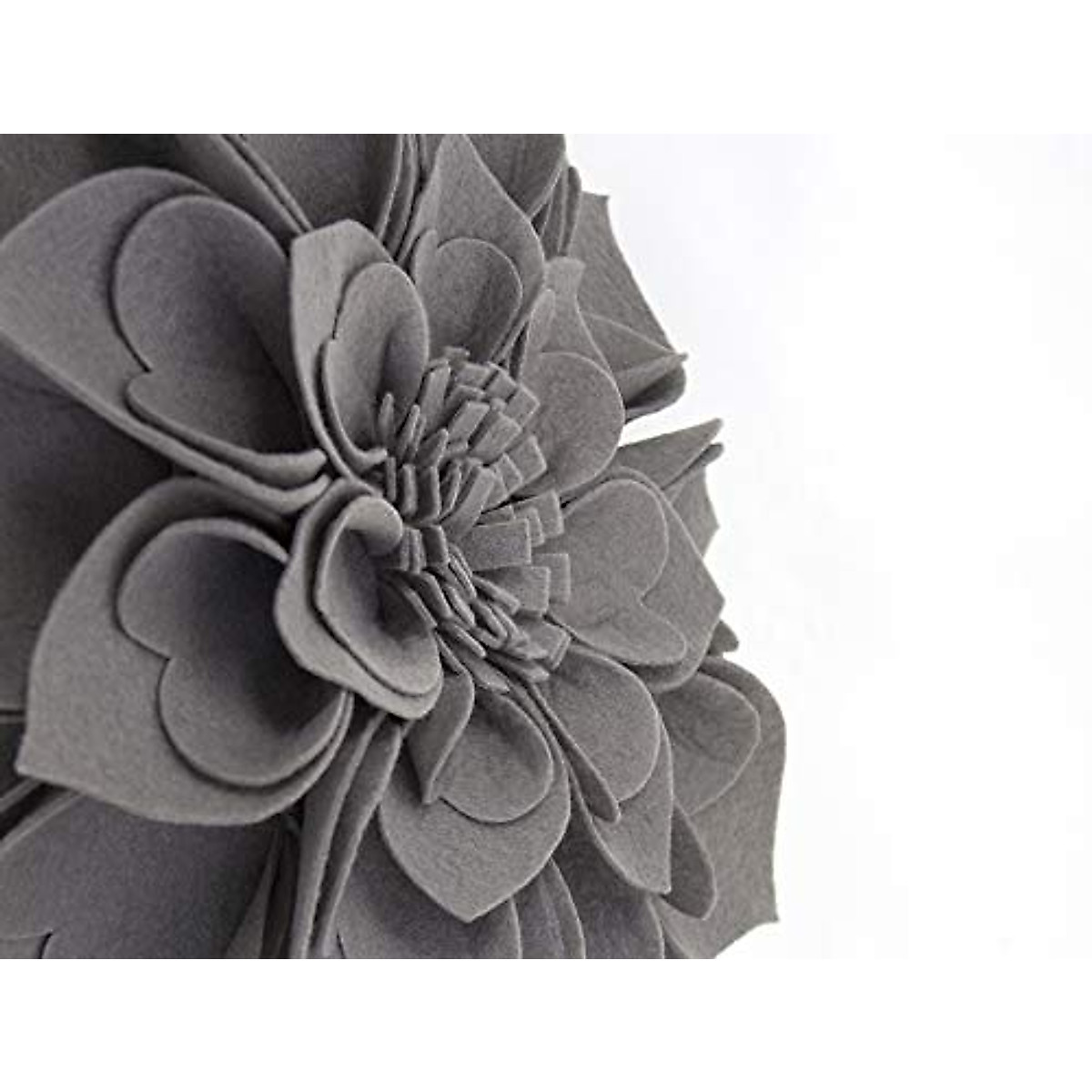 Fennco Styles Handmade 3D Heart-Shaped Petals Flower Decorative Throw Pillow Cover 13" Round - Slate Floral Pillow Case for Couch, Home Décor and Holiday, Housewarming Gift