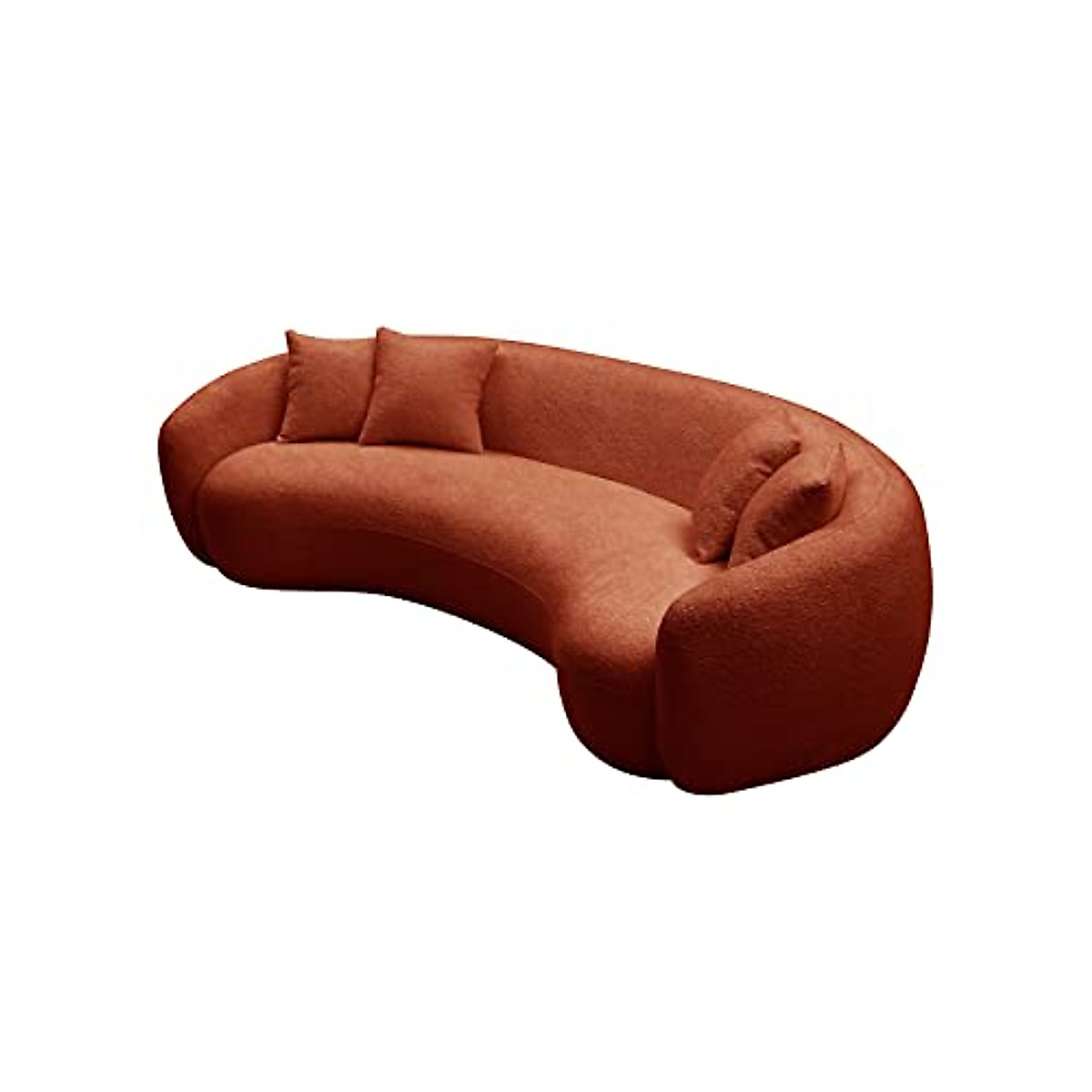 ERYE 102" Teddy Fleece Boucle Curved Sofa, Modern Half Moon Comfy Sectional Leisure Couch, Beautiful Freestanding 5 Seats Sofa&Couch for Living Room, Professionally Perfect Shape More Decorative