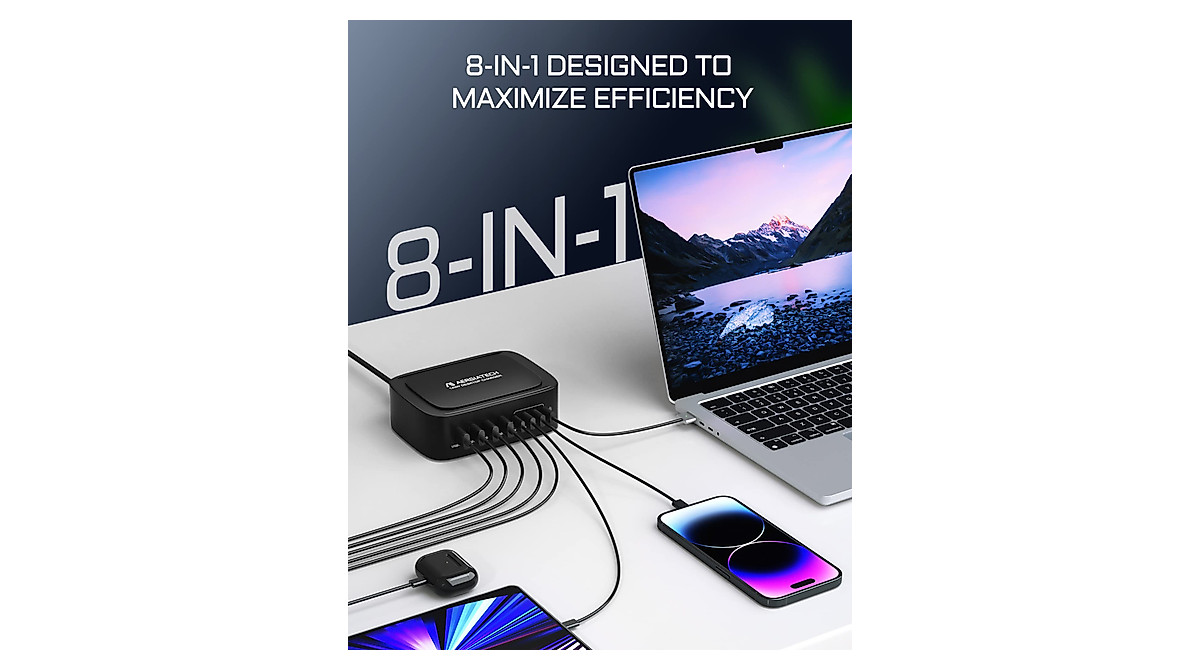 Aergiatech 140W USB C Charger - 8-Port Fast Hub