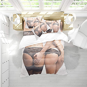 REALIN Sexy Duvet Cover Set Female Model Bedding Lace Motorcycle High Heels Bed Sets 2/3/4PCS Quilt Covers/Sheets/Pillow Shams,Twin/Full/Queen/King (A,Full-200x229cm-4PCS)