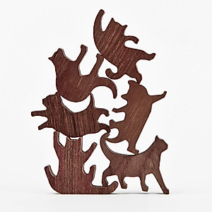 COMMA Wooden Cat Pile Set #3 (Green Thread, 6 Kittens)