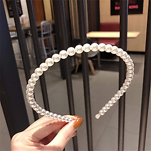Aoxmas 3pcs White Faux Pearl Hairbands Bridal Hair Hoop Wedding Hair Accessories Pearl Headbands for Women Girls