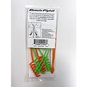 Remote Pigtail | Never Misplace Your Remote Again | Remote Tether | Lost Remote Solution | Fits Apple, Samsung, Sony, LG, Dyson and Other remotes | Silicone | 4-Pack (2 Green & 2 Orange)