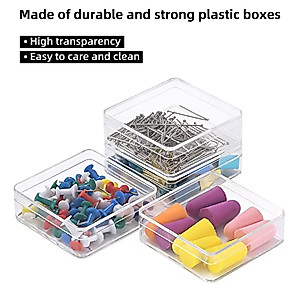 Worasign Small Acrylic box, 6 Pack 2.4x2.4x0.79 Inches Min Clear Acrylic Plastic Square Containers, Plastic Square Cube with Lid for Candy Pill ,Tiny Jewelry Beads, Coins