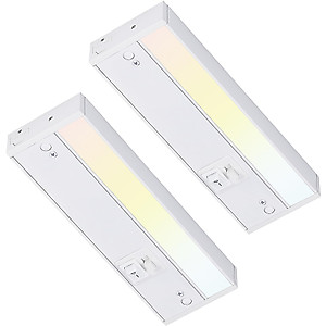TORCHSTAR LED Under Cabinet Task Lighting 3CCT, 8 Inch 6W 400LM, 120V Hardwired & Plug-in, CRI90 ETL Under Counter Lights, Dimmable & Linkable, 3000K/4000K/5000K, White Aluminum Housing, Pack of 2