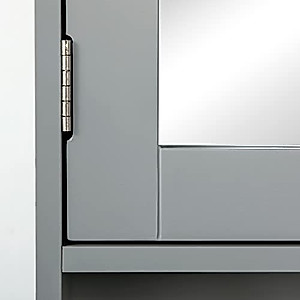 kleankin Bathroom Medicine Cabinet with Mirror, Wall-Mounted Bathroom Cabinet with Adjustable Shelf for Living Room and Laundry Room, Gray