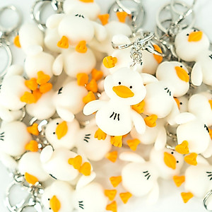 Crafters Cup Duck Duck Keychains | Bulk 10 Pack | Yellow Rubber Duck | Attach To Duck Duck Tag | You've Been Ducked White Duck Keychain