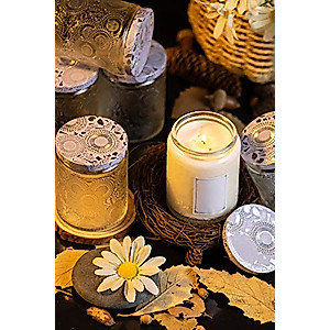 8oz Embossed Glass Candle Container with Tin Lid and Labels (Clear)
