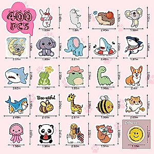 Arme Animal Stickers Pack, 400 PCS Cute Stickers for Waterbottles, Laptop Stickers for Computer Skateboad Phone Notebooks， Large Colorful Vinyl Waterproof Stickers for Kids Teens Girls Boys