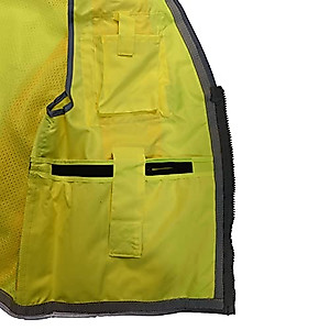 Radians SV55 Class 2 Heavy Woven Two Tone Engineer Vest with Padded Neck to Support Extra Weight in Cargo Pockets, Green, X-Large