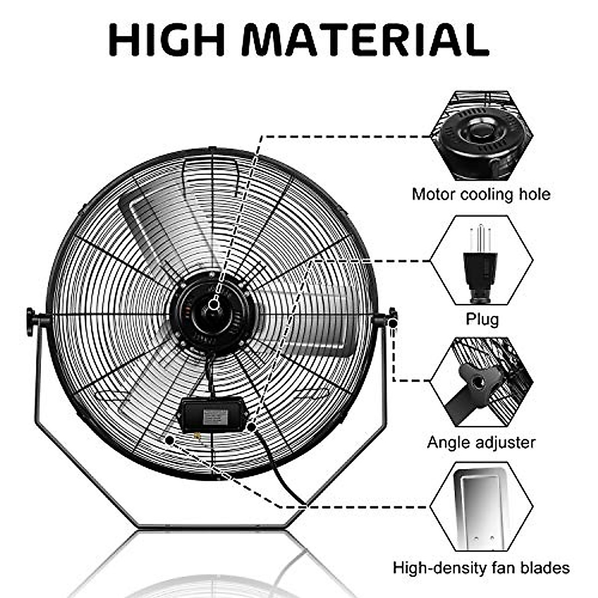 HealSmart 24 Inch Industrial Wall Mount Fan, 3 Speed Commercial Ventilation Metal Fan