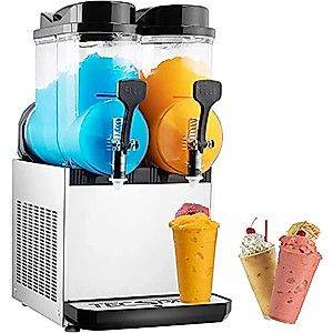 TECSPACE 110V Commercial Slushy Machine,15/30/45L Stainless Steel Margarita Smoothie Frozen Drink Maker for Ice Juice Tea Coffee Making, Sliver