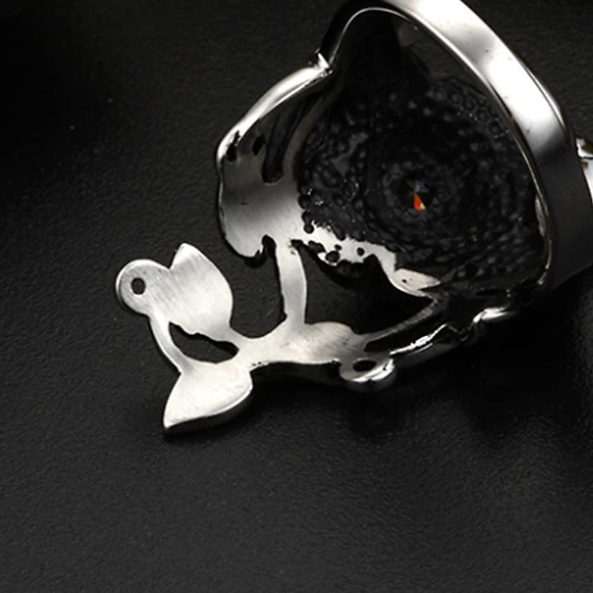 Flongo Womens Ladies Gothic Stainless Steel Rose Flower Vine Band Ring, Size 8