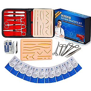 Suture Training Pad Suture Kit Practice Kit for Medical Dental Vet Training Students, Including Large Silicone Pad,Tool Kit with Needles-Demonstration Purpose Only