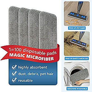 Spray Mops for Floor Cleaning- Floor Mop Microfiber Flat Mop Wet Dry Dust Mop with Refillable 635ML Bottle 4 Washable Pads Sprayer for Hardwood Floor Laminate Tiles Wood Ceramic Vinyl Home Kitchen