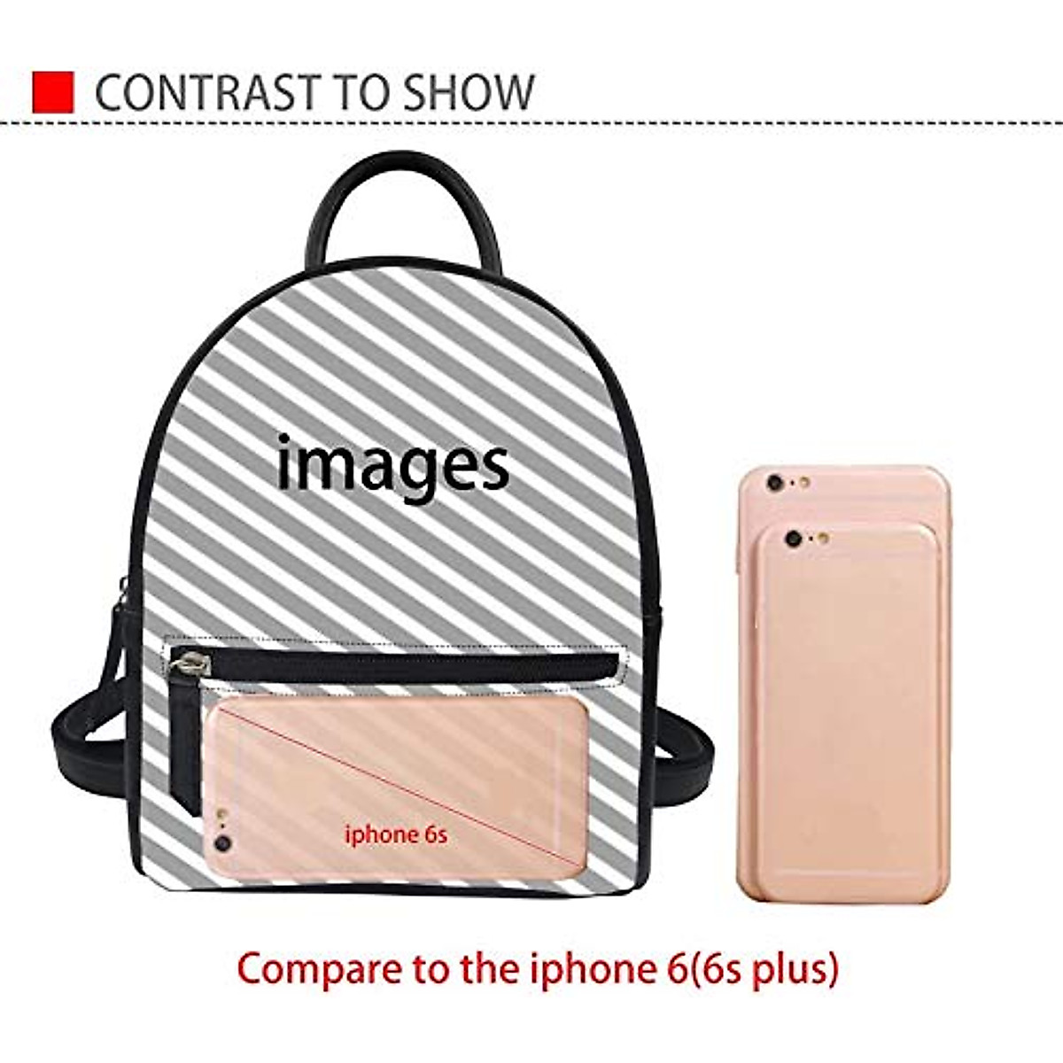 Aoopistc Cute Pink Pig Pattern PU Leather Backpacks Teen Girls Mini School Backpack Portable Travel Shopping Daypack