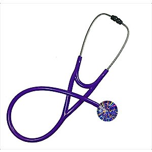 Stethoscope - Clinical Grade - Professional - Single Adult - 009 Confetti, Blue; Purple Tubing by Ultrascope