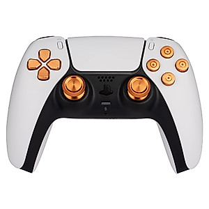 Avericht Metal ABXY Buttons Dpad Thumbsticks for PS5 Controller, Metal Aluminum Action Buttons & Dpad & Analog Stick Replacement Kit for PS5 Controller (Metal Gold)
