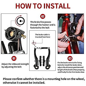 OAMCE Complete Bike Brakes Set - Universal Front and Rear Brakes with Cables and Levers, Including Multi-Tool Wrenches (Black)