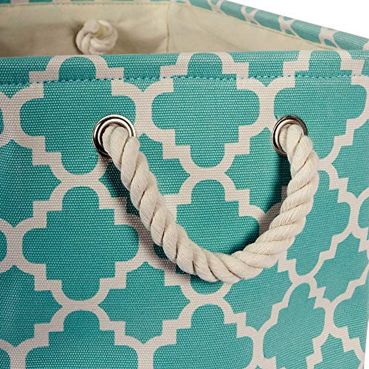 DII Polyester Container with Handles, Lattice Storage Bin, Large, Aqua