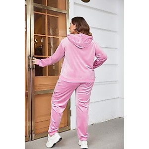 IN'VOLAND Plus Size Sweatsuits Set Long Sleeve Tracksuit Pullover Hoodie and Sweatpants Velvet Jogging Set with Pockets 3X