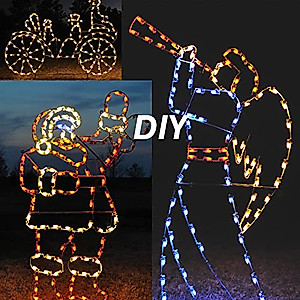 Encoidoz 100FT C9 Outdoor String Light Stringer, E17-12 Socket Spacing, C9 Christmas Stringer Set White Light String for Wedding Patio Event Lighting Decor, White Wire