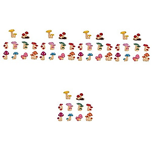 Kisangel 50 pcs Simulated Mushroom Bush Garden Mushroom Decor Mini Mushroom Cake Decorating Gift Ornaments Artificial Mushroom Ornament Fairy Mushroom Decor Mushrooms Bonsai Miniature Resin