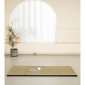 MustMat Tatami Mat Twin XL Japanese Floor Mattress Foldable Bed Frame with Storage Bag Rush Grass 39 x80 x1.4 in (Black)