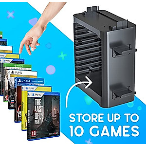 Skywin Game Storage Tower for Nintendo Switch - Nintendo Switch Game Holder Game Disk Rack and Controller Organizer Compatible with Nintendo Switch and Accessories