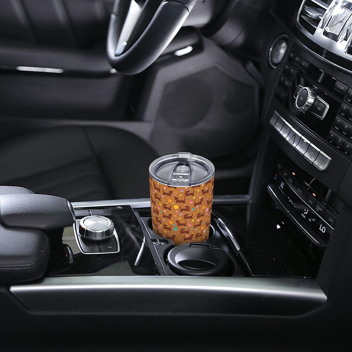 VOSERY Dachshund Dog Puppy No.1036 Cute Tumbler with Lid and Straw, 20 Oz Stainless Steel Insulated Tumbler Water Bottle Cup, Travel Coffee Mug Personalized Tumbler