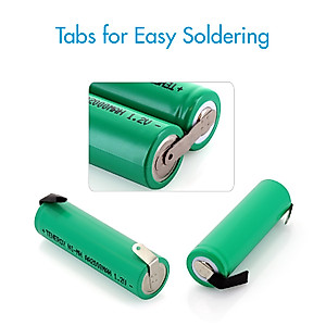 Tenergy AA 1.2V NiMH 2000mAh Flat Top Rechargeable AA Batteries with Tabs, 4 Pack