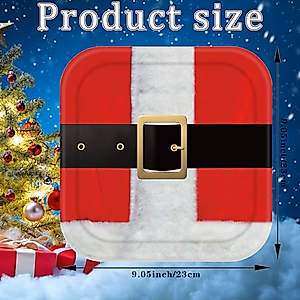 QXBXYHM 25 Count Christmas Paper Plates Christmas Disposable Plates Christmas Party Tableware Christmas Santa Belt Dinner Plates for Christmas Holiday Dining Party (Christmas santa belt)