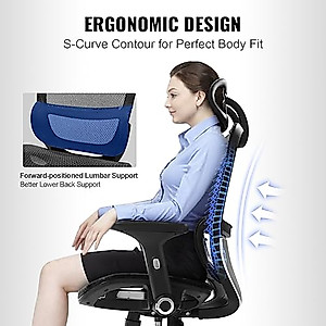 VEVOR Mesh Office Chair, Adjustable High Back Desk Chair with Mesh Seat, Angle and Height Adjustable Home Office Chair with Lumbar and Head Support, Swivel Computer Task Chair