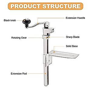 Commercial Can Opener Heavy Duty Manual Table Can Opener Industrial Manual Can Opener With Plated Steel Base for Restaurant Large Cans (Medium)