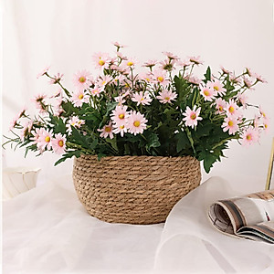 Pink Artificial Daisy Flowers Fake Gerbera Daisy Silk Bouquets 2 Bundles Pastoral Style for Home Garden Window Wedding Indoor Outside Porch Window Box Decoration Fake Flowers