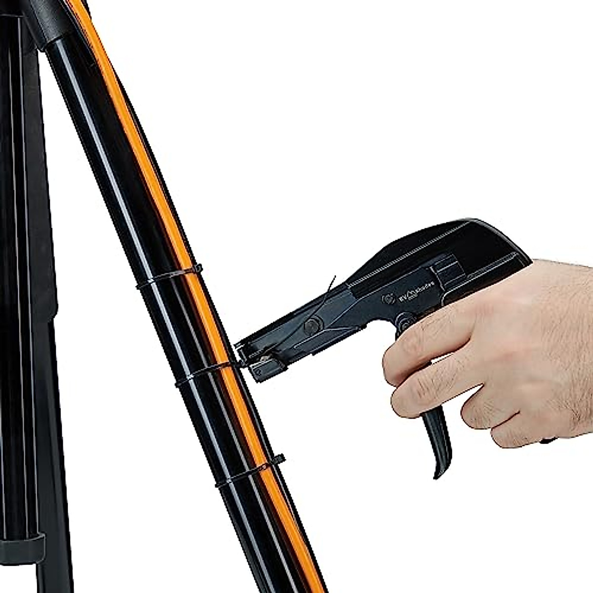 RVR Zip Tie Install Tool - Powerful Tension with Built-In Flush Cutter, All Metal, Adjustable, Comfort Grip, Spring Loaded Lightweight Cable Tie Gun, 6" for Nylon Ties up to 1/4”- Black