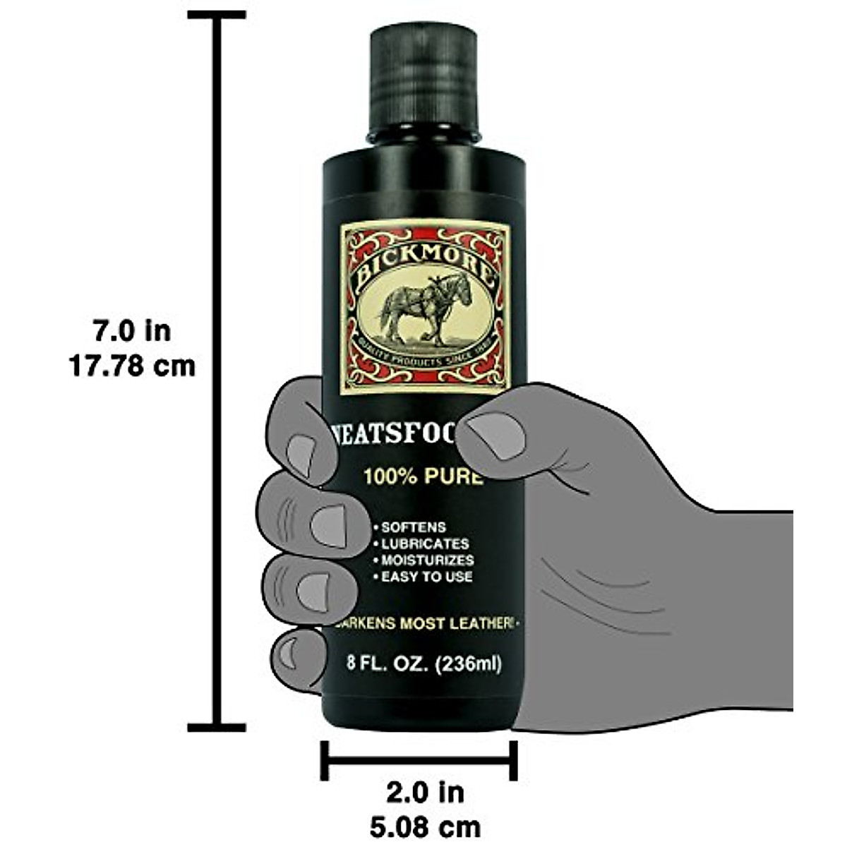 Bickmore 100% Pure Neatsfoot Oil 8 oz - Leather Conditioner and Wood Finish - Works Great on Leather Boots, Shoes, Baseball Gloves, Saddles, Harnesses & Other Horse Tack
