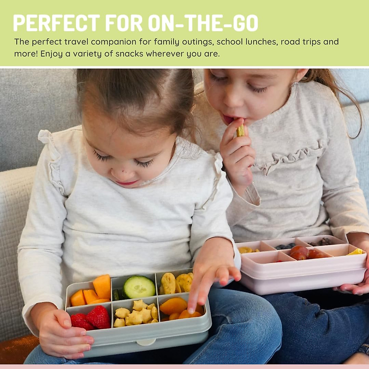 melii Mini Snackle Box – 6 Compartments, Divided Snack Container, Food Storage for Kids and Adults, Removable Dividers, Arts & Crafts, Beads, BPA-Free, Grey